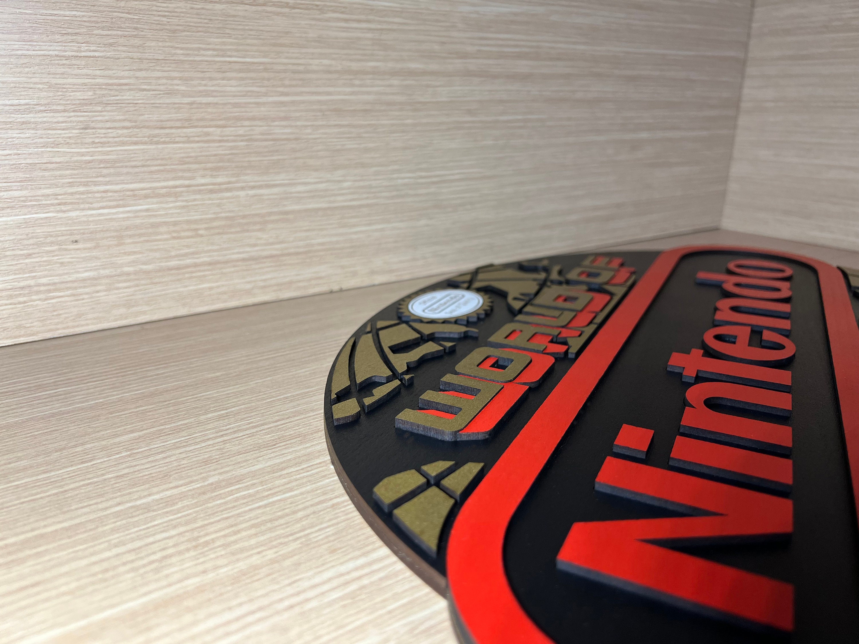 Sign Logo World of Nintendo 3D in Wood Display Hang Wall Man Cave ...