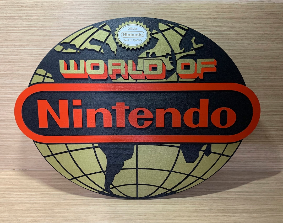 Sign Logo World of Nintendo 3D in Wood Display Hang Wall Man Cave ...