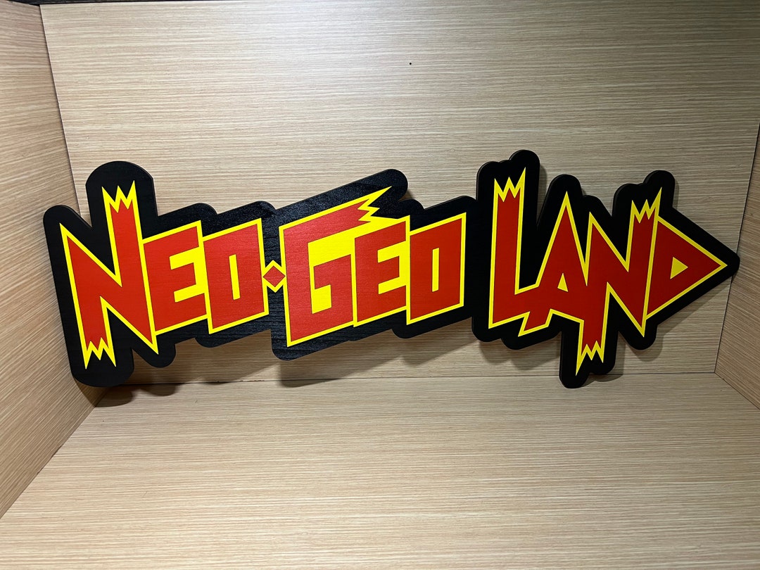 Display Sign Logo NEO GEO LAND in Wood - Display Hang Wall Man Cave Aes ...