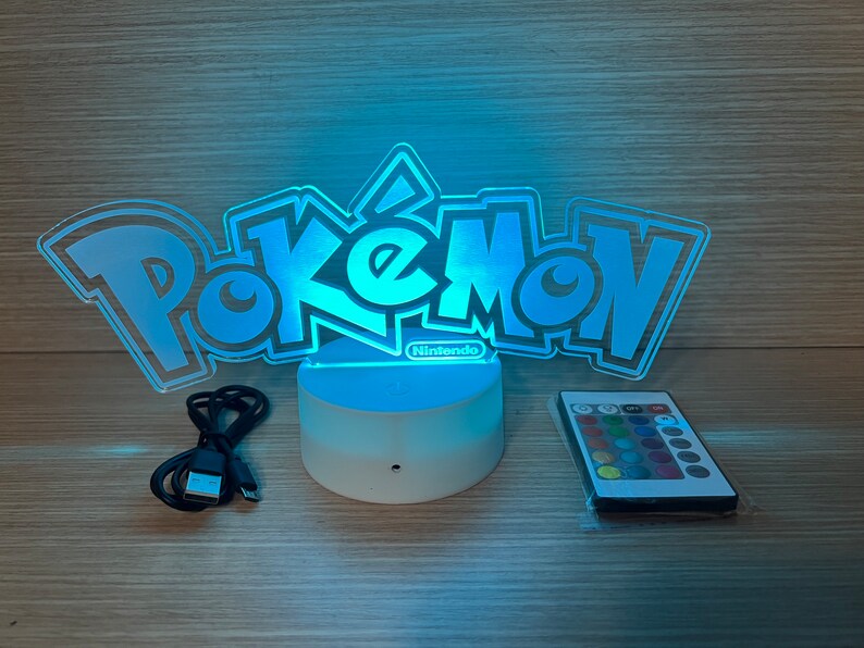 Sign Logo Lamp Led Pokemon and Nintendo I in Acrylic Display Man Cave ...