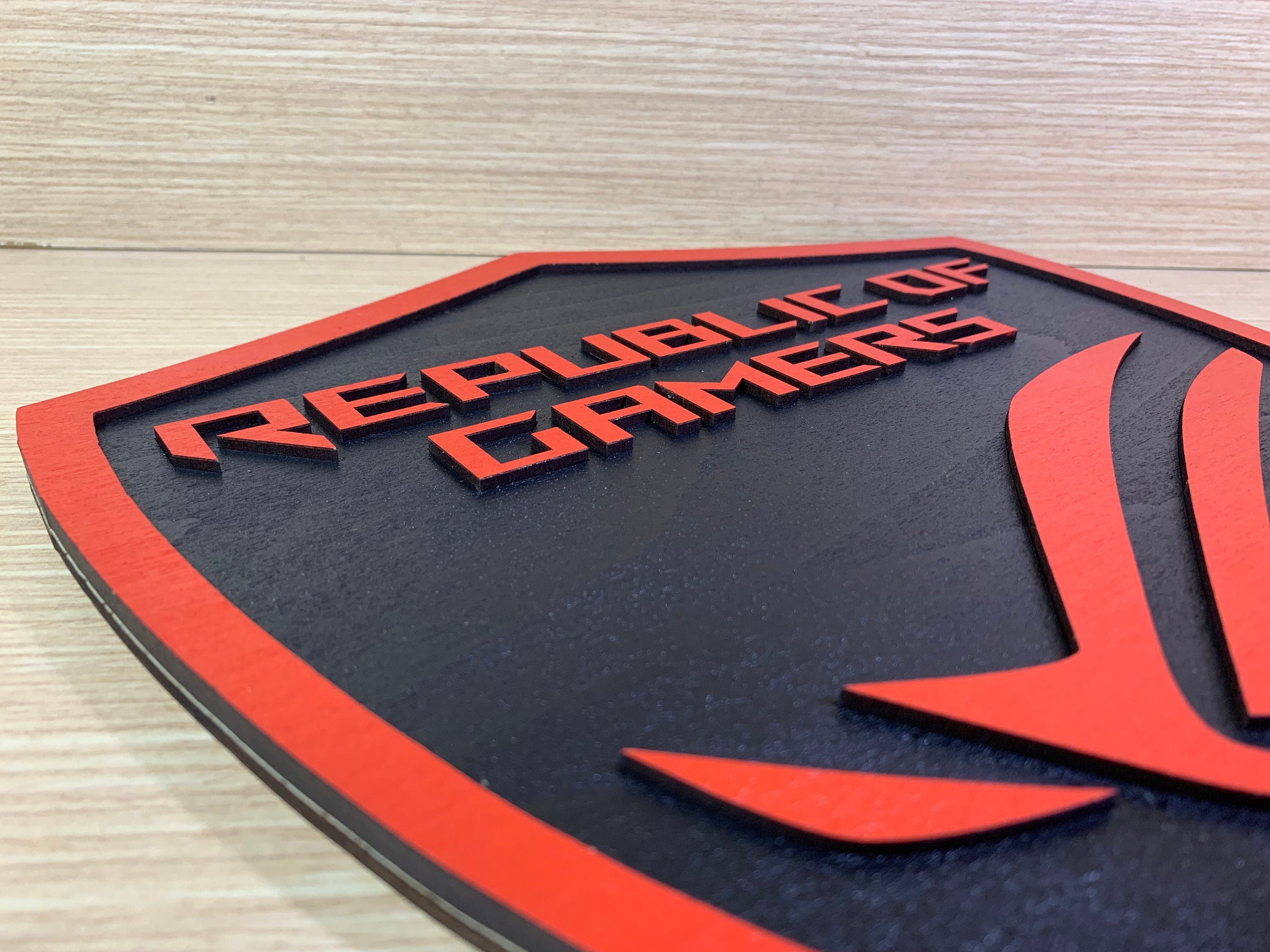 Display Sign Logo ASUS ROG Republic of Gamers in Wood Display Hang Wall ...