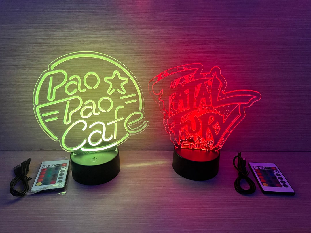 2 PACK Sign Logo RGB Led Lamp Logo Pao Pao Cafe Bar + Fatal Fury SNK ...