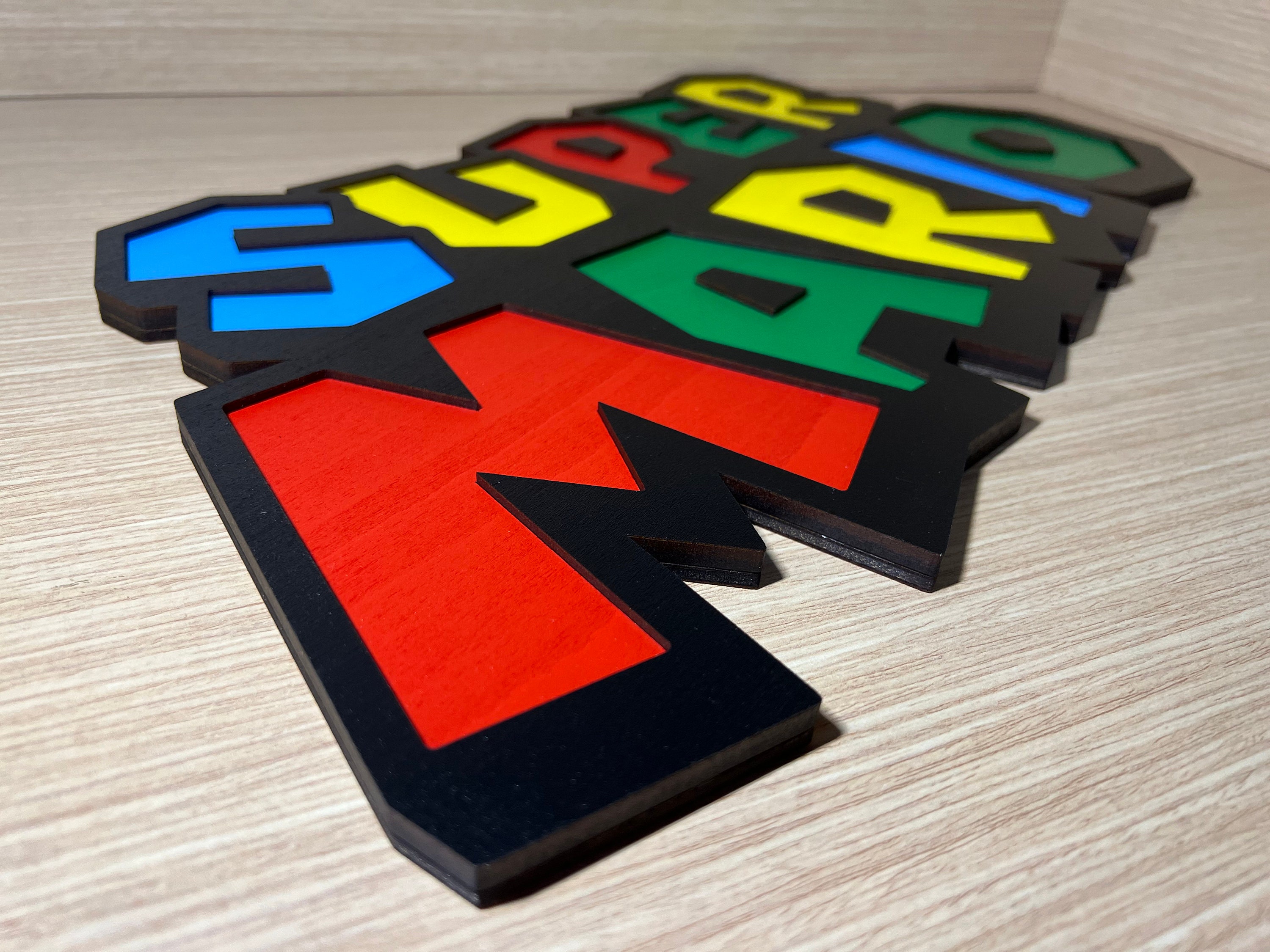 Display Sign Logo Super Mario in Wood Display Hang Wall Man Cave Aes ...