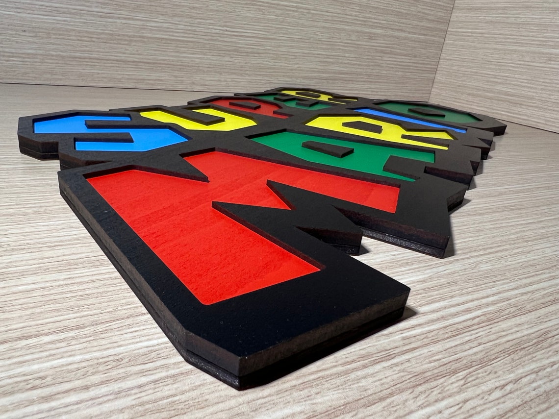 Display Sign Logo Super Mario in Wood Display Hang Wall Man Cave Aes ...