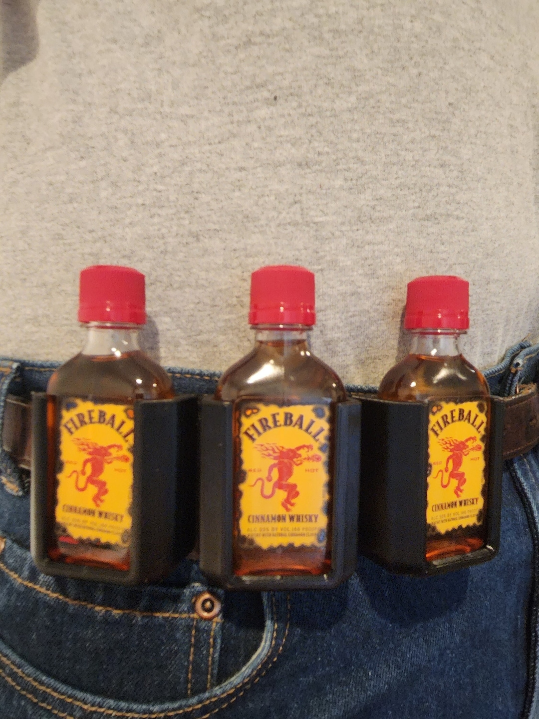 Triple Fireball Belt Holster, 50ml Red Hot Cinnamon Whisky Nipper ...