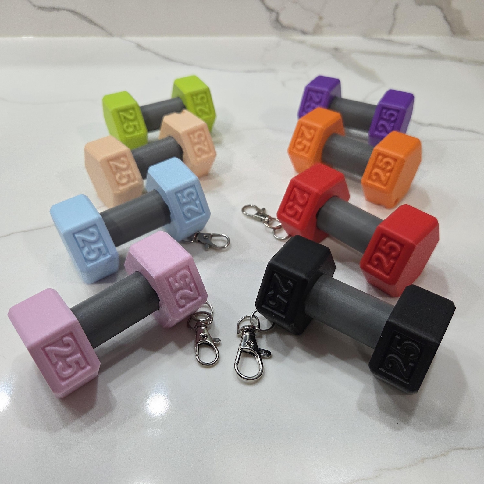 25 Lb Dumbbell Key Chain Lip Balm Holder, Chap Stick Backpack Key Ring ...