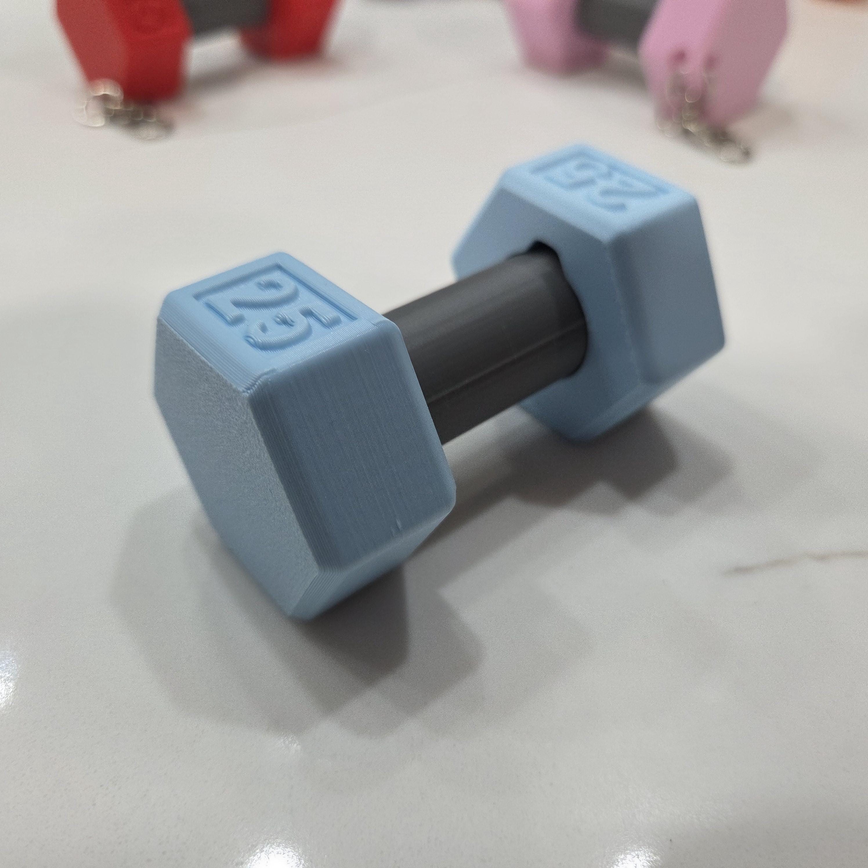 25 Lb Dumbbell Key Chain Lip Balm Holder, Chap Stick Backpack Key Ring ...