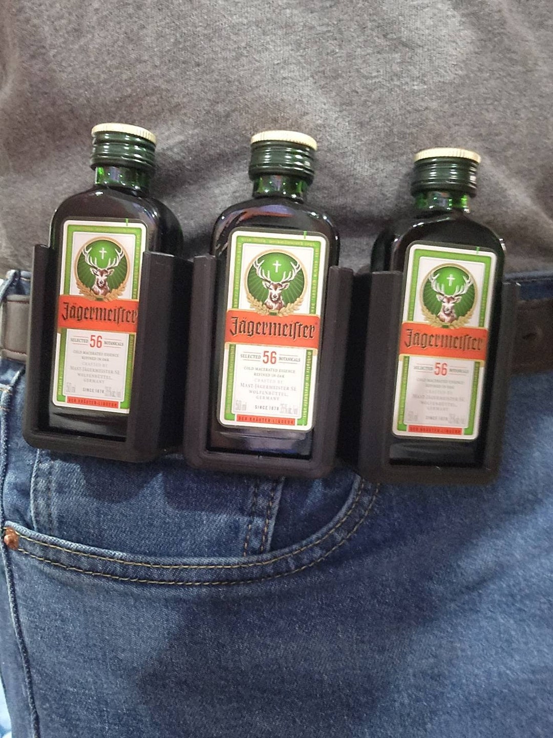 Triple Jagermeister Belt Holster, Tactical 50ml Mini Jager Nipper ...