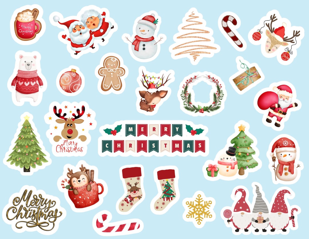 Printable Christmas Stickers, Christmas Sticker Pack, Unique Christmas ...