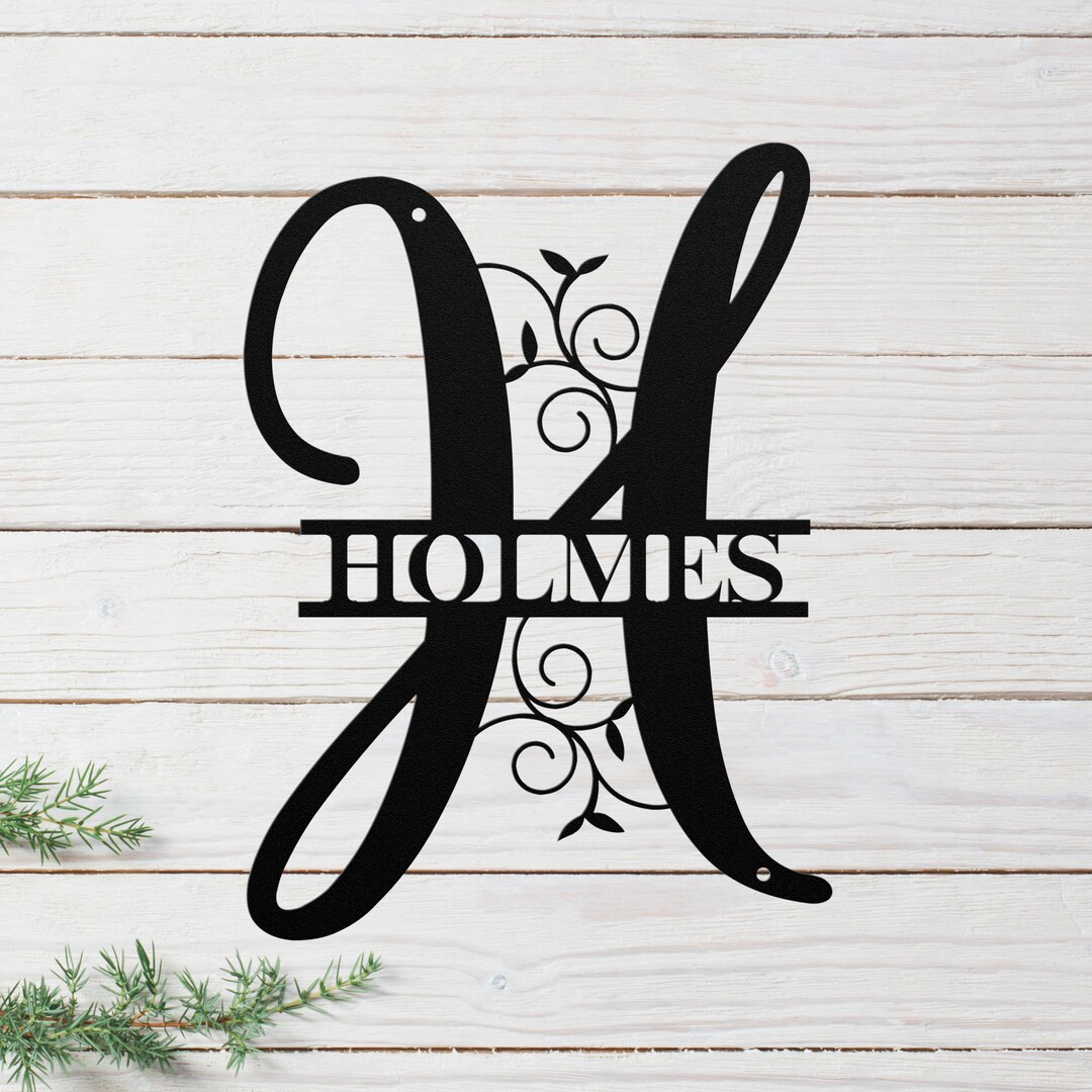 Custom Family Sign, Custom Initial Metal Sign, Personalized Name Sign ...