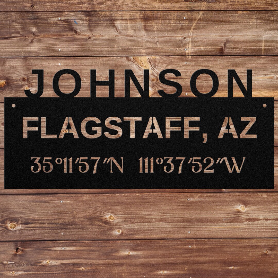 Latitude Longitude Sign, Family Name Sign, Custom Location Sign, Home ...