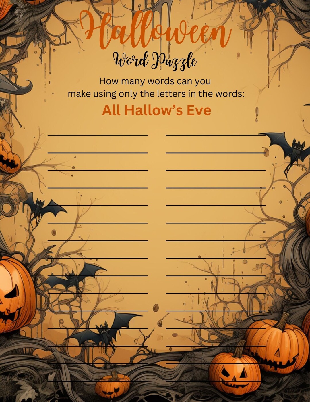 10 Halloween Word Puzzles, Printable Halloween Word Games, Halloween ...