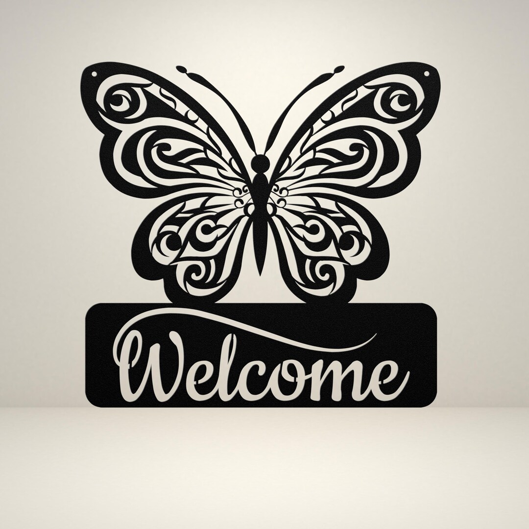 Butterfly Welcome Sign, Metal Welcome Sign, Butterfly Home Decor ...