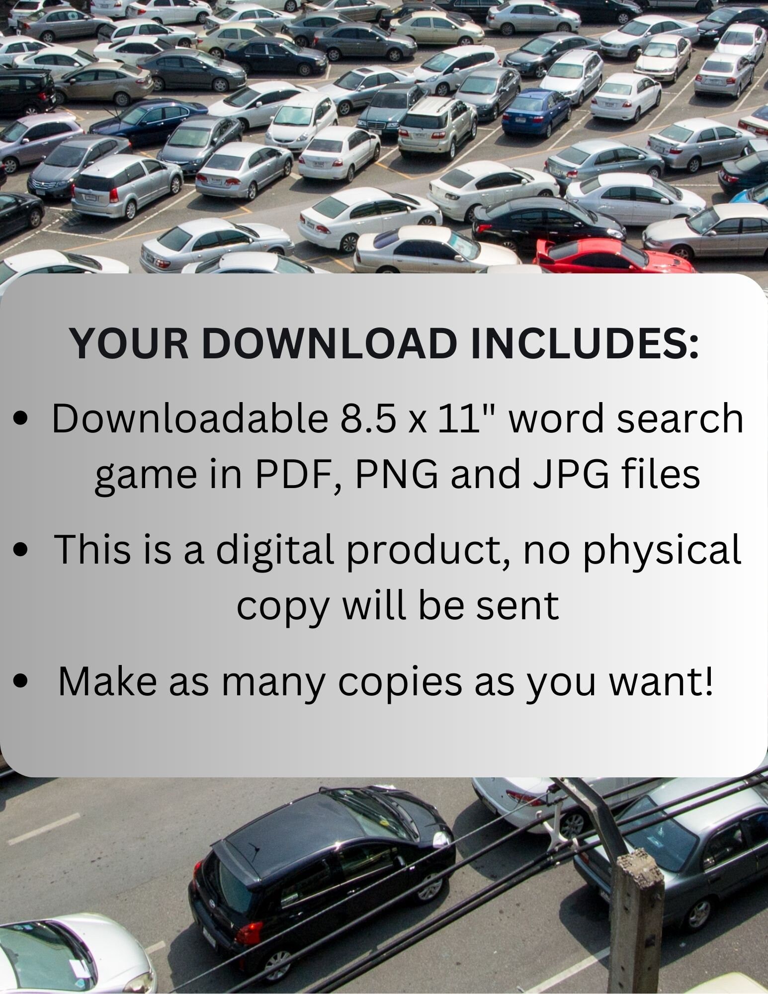 Car Game, Word Search Puzzle, Printable Game, Fun Kids Activity, Word ...