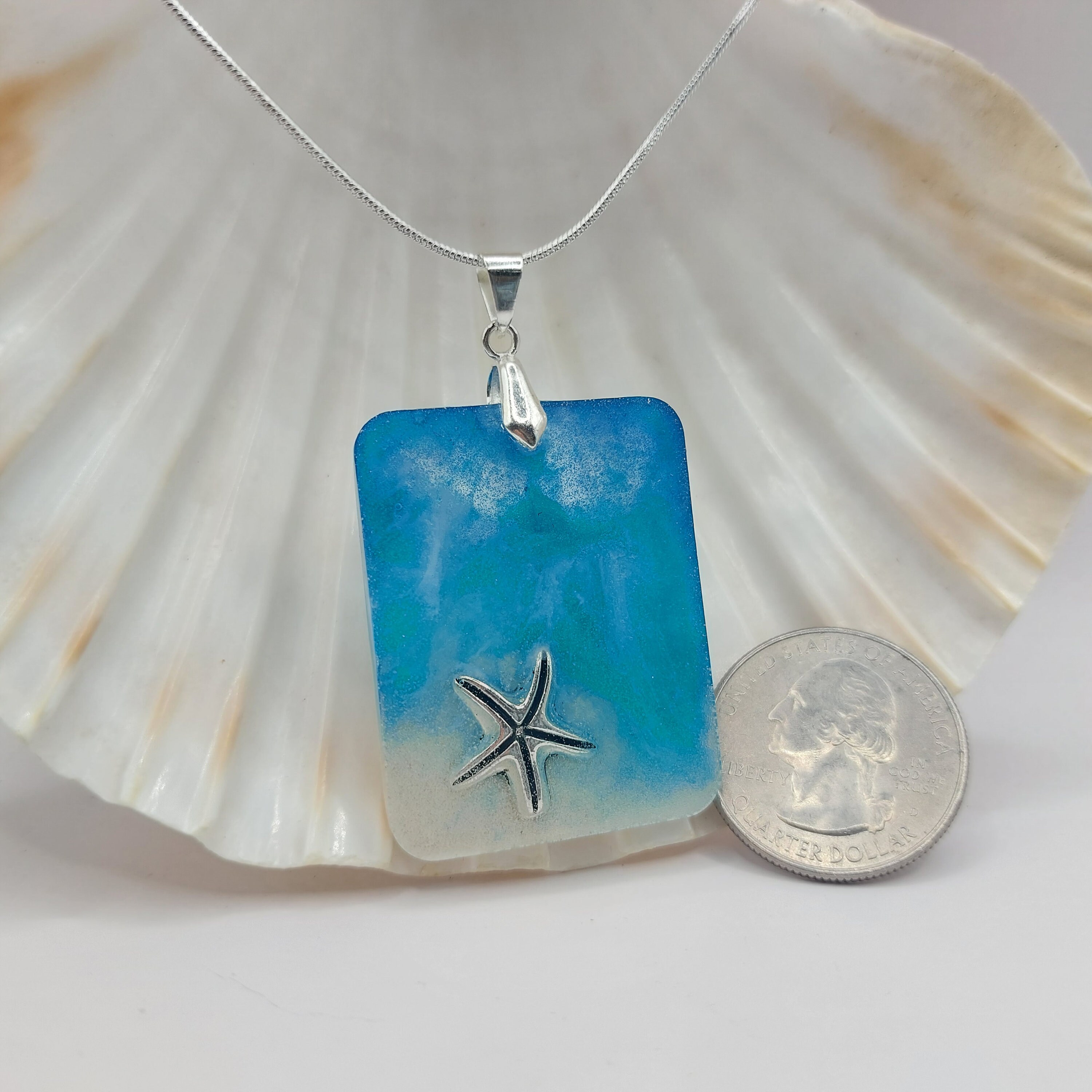 Beach Sand Necklace, Silver Starfish Necklace, Ocean Necklace, Beach ...