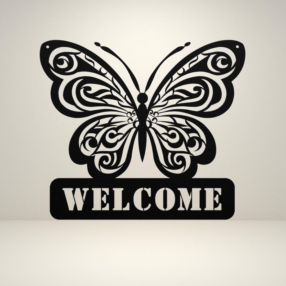 Butterfly Welcome Sign, Metal Welcome Sign, Butterfly Home Decor ...