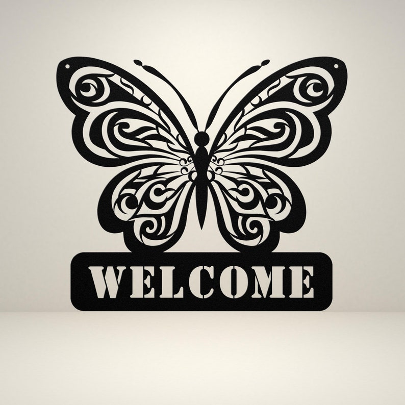 Butterfly Welcome Sign, Metal Welcome Sign, Butterfly Home Decor ...