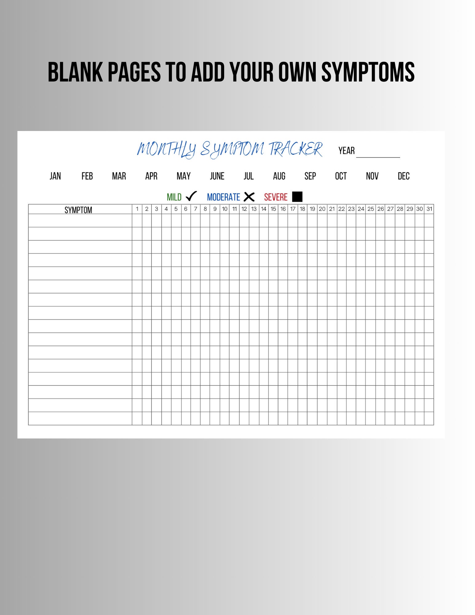 Monthly Body Symptom Tracker, Printable Symptom Tracking Journal ...