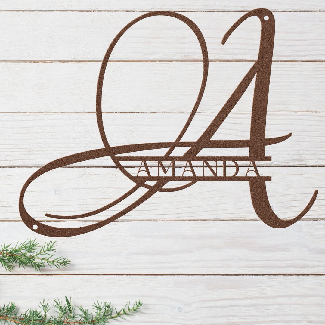 Custom Initial and Name Metal Sign, Custom Letter Decor, Initial and ...