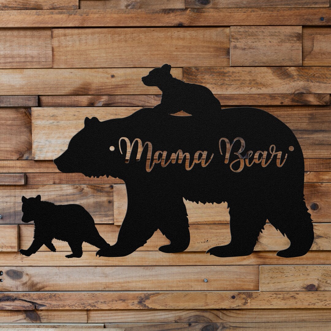 Mama Bear, Bear Family Sign, Mama Bear and Cubs Decor, Family Bear Wall ...