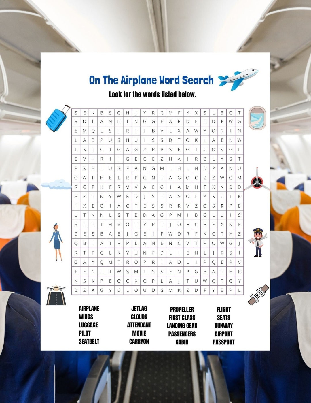 Airplane Game, Word Search Puzzle, Printable Game, Fun Kids Activity ...