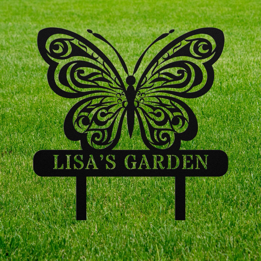 Butterfly Garden Sign, Personalized Garden Decor, Garden Art, Garden ...