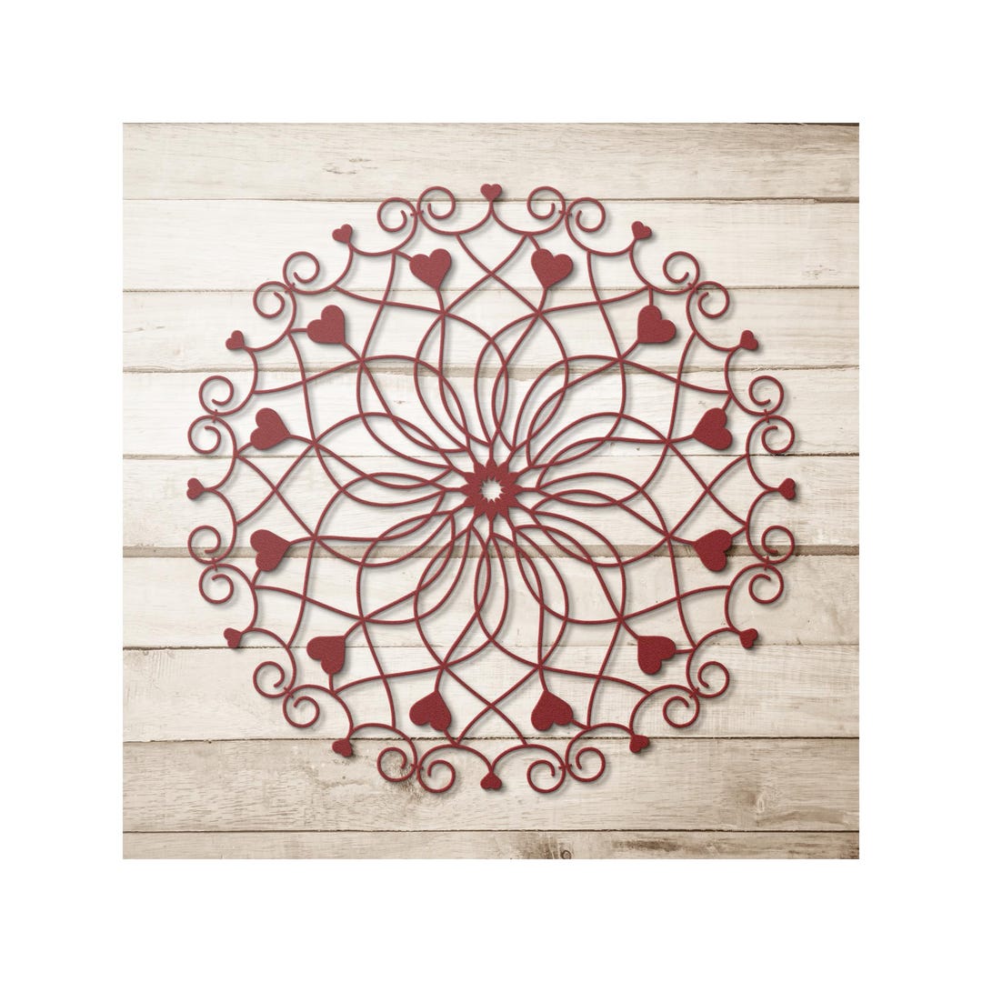 Mandala Heart Art, Metal Mandala Sign, Heart Wall Decor, Valentines Day ...