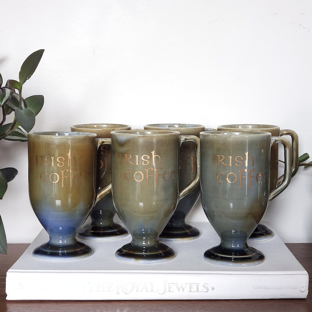 Set of 6 Footed WADE Irish Porcelain Irish Coffee Mugs, Hand Made in ...