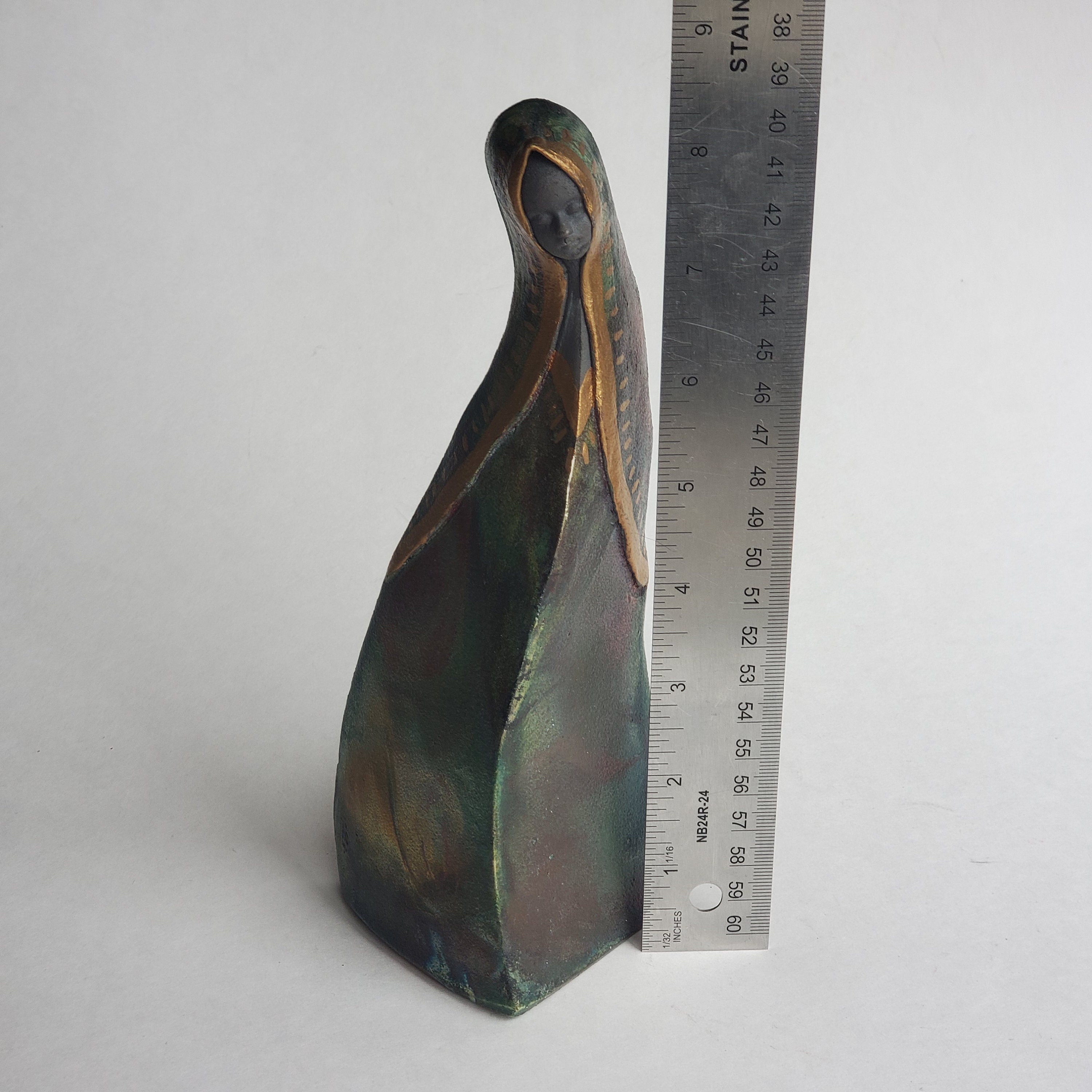 Priscilla Fursdon Green Raku Pottery Lady in Cloak, Studio Pottery ...