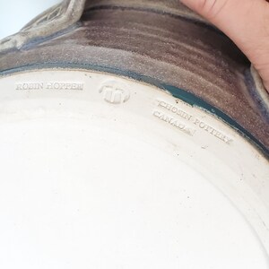 Robin Hopper Art Pottery Hand Painted Ceramic Round Casserole, Floral Motive Lidded Casserole ...