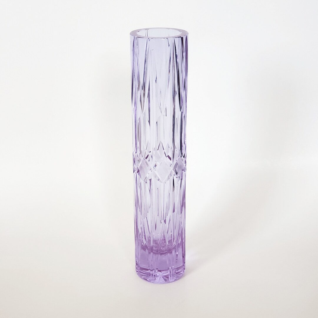 Alexandrite Neodymium Glass Vase, Hand Cut Bohemian Glass Cylindrical ...