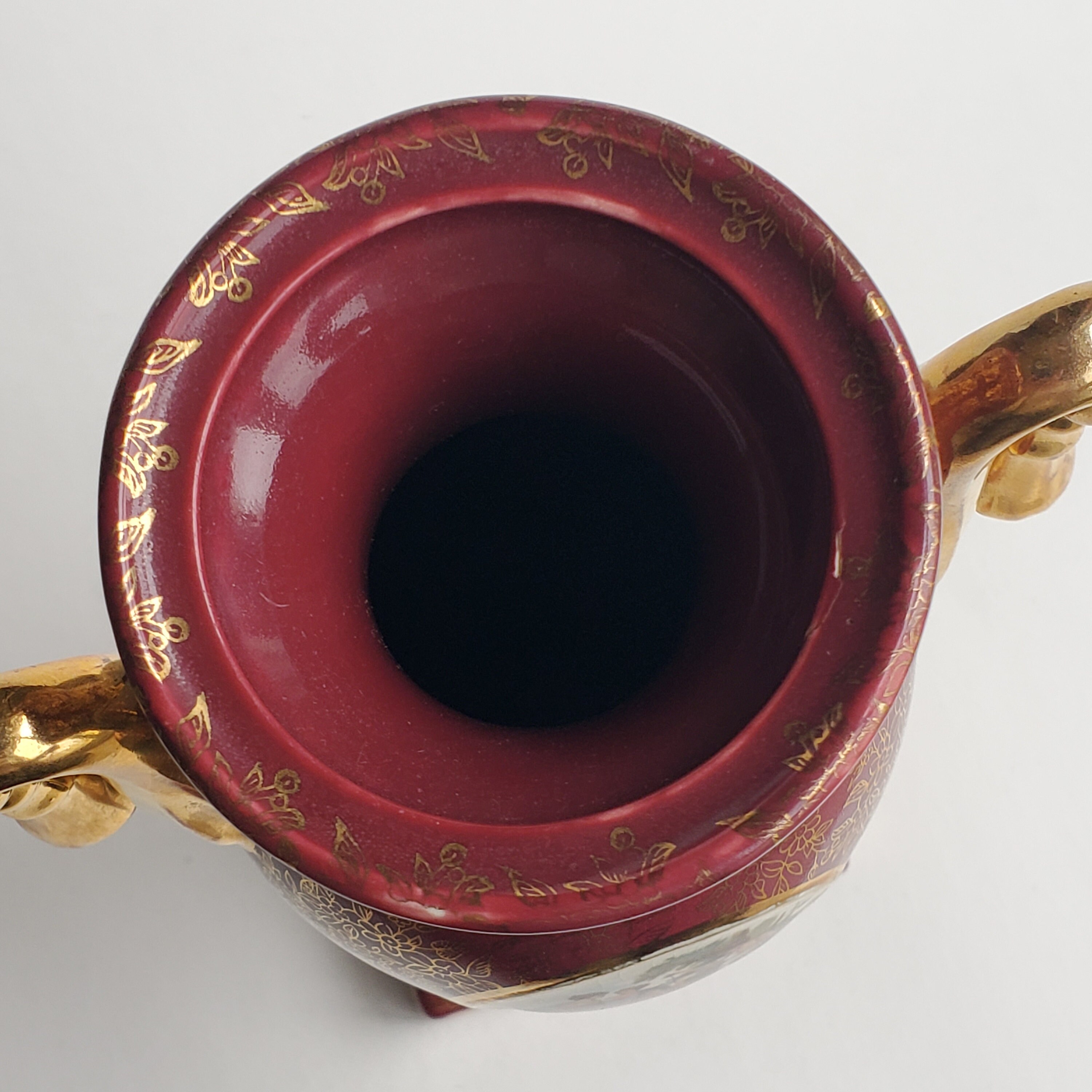 Empire Ware Red Urn Vase With Gold Décor and Handles, Made in England ...