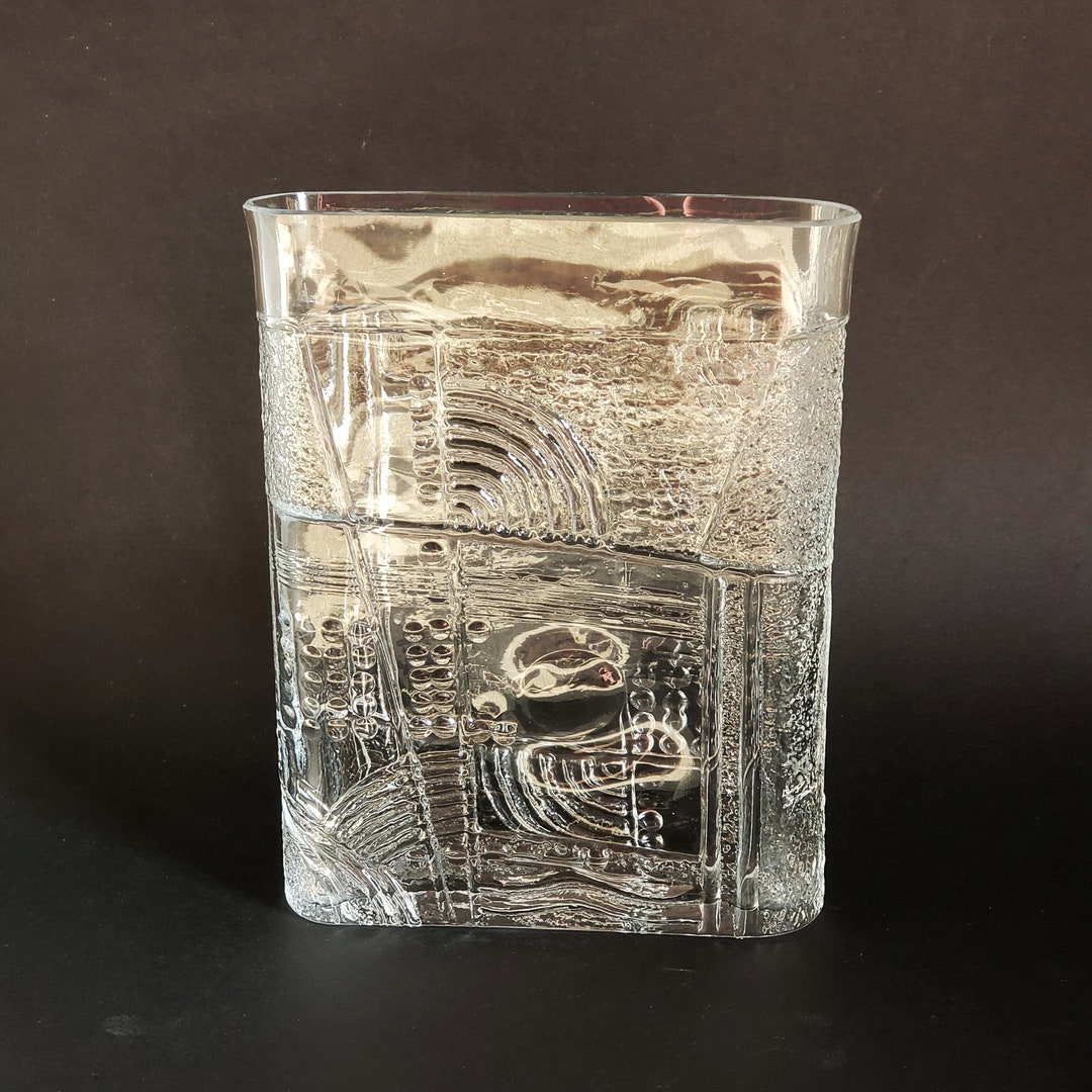 Vintage Kosta Boda Sweden Clear Glass Vase, Abstract Design, Mid ...