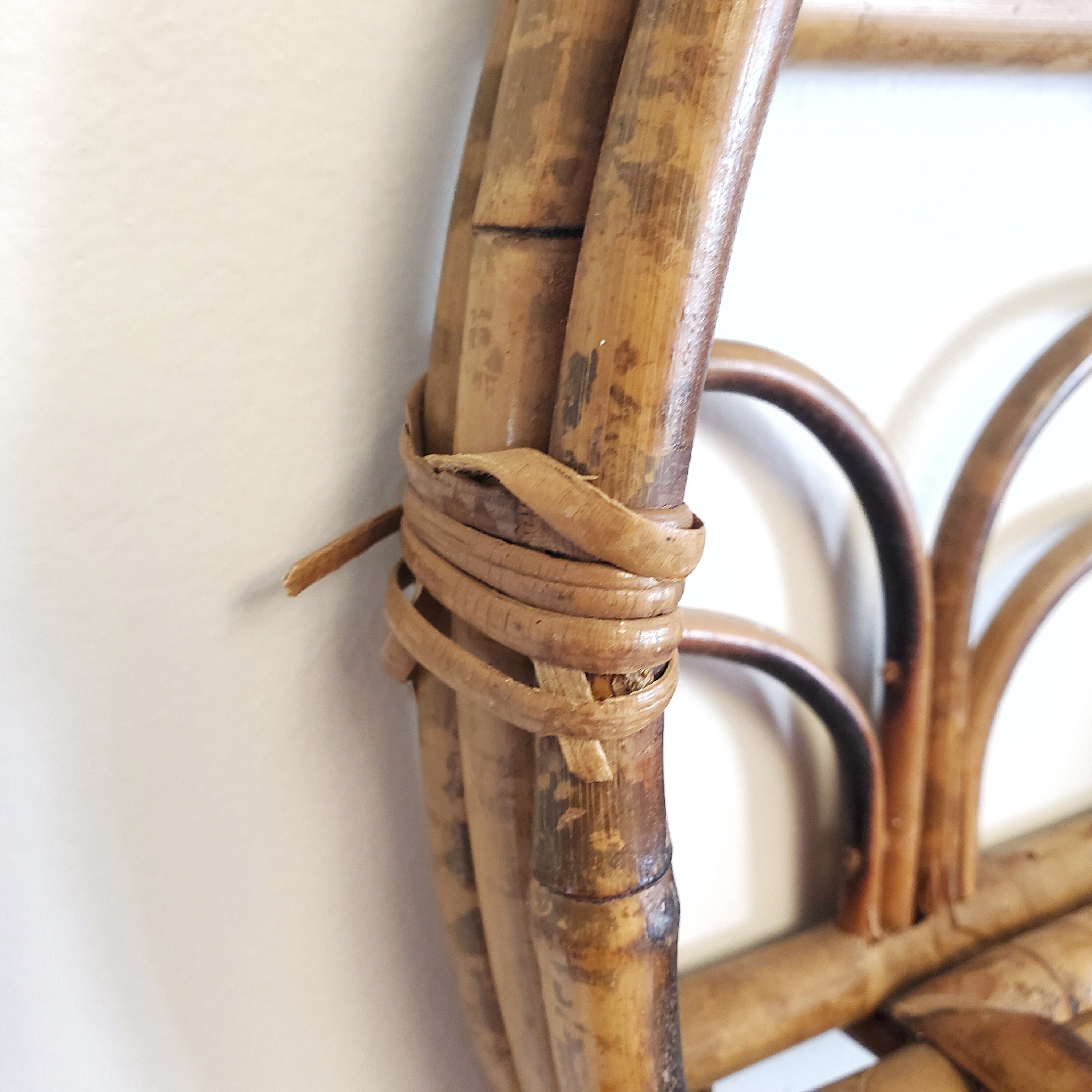 Vintage Bamboo Round Folding Wall Hanging Decorative Shelf, Mid Century ...