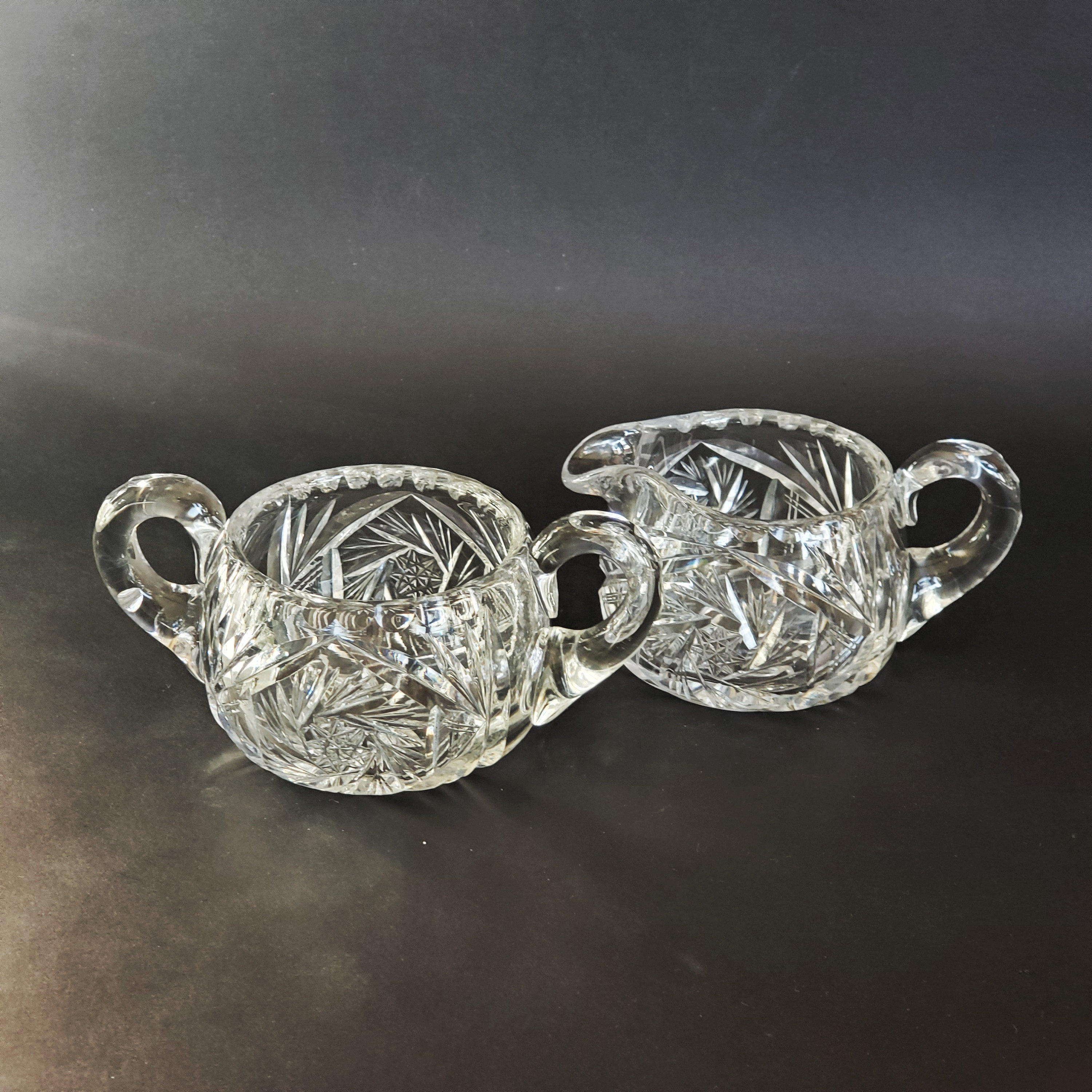 ABP Creamer and Sugar Set, American Brilliant Period Cut Glass, Antique ...