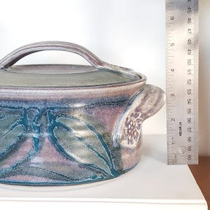 Robin Hopper Art Pottery Hand Painted Ceramic Round Casserole, Floral ...