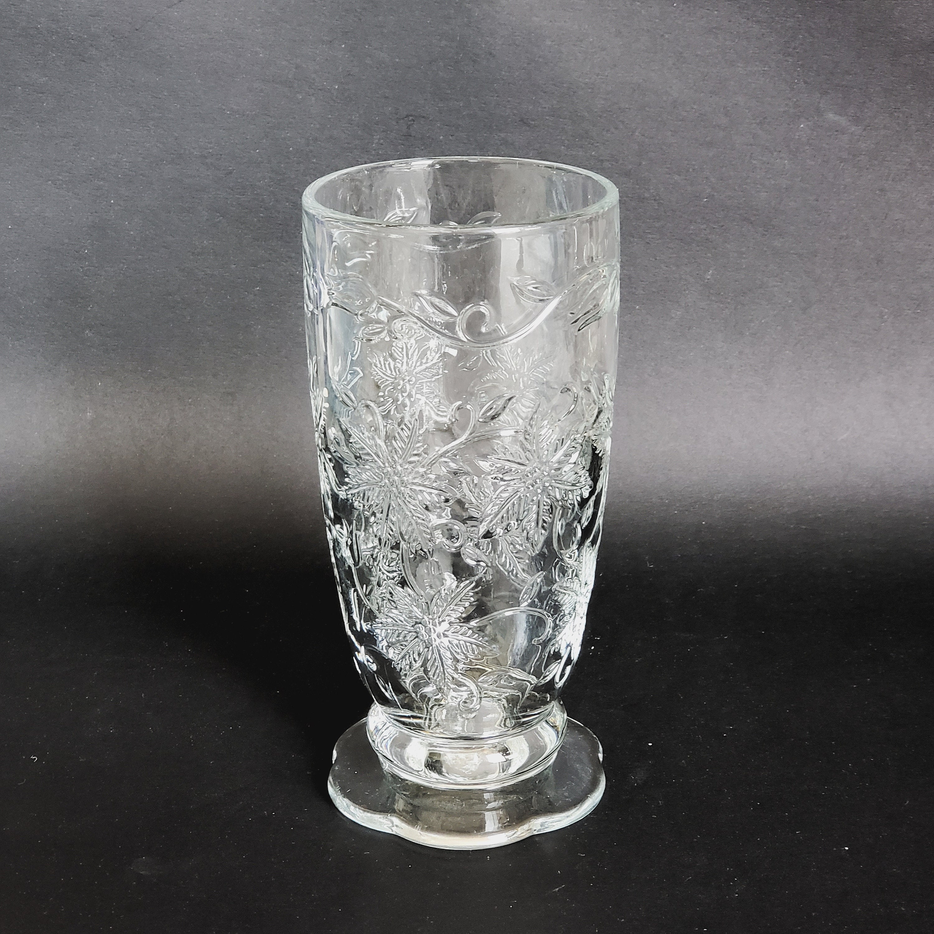 Set Of 4 Princess House Fantasia Clear Glass Footed Highball Tumblers