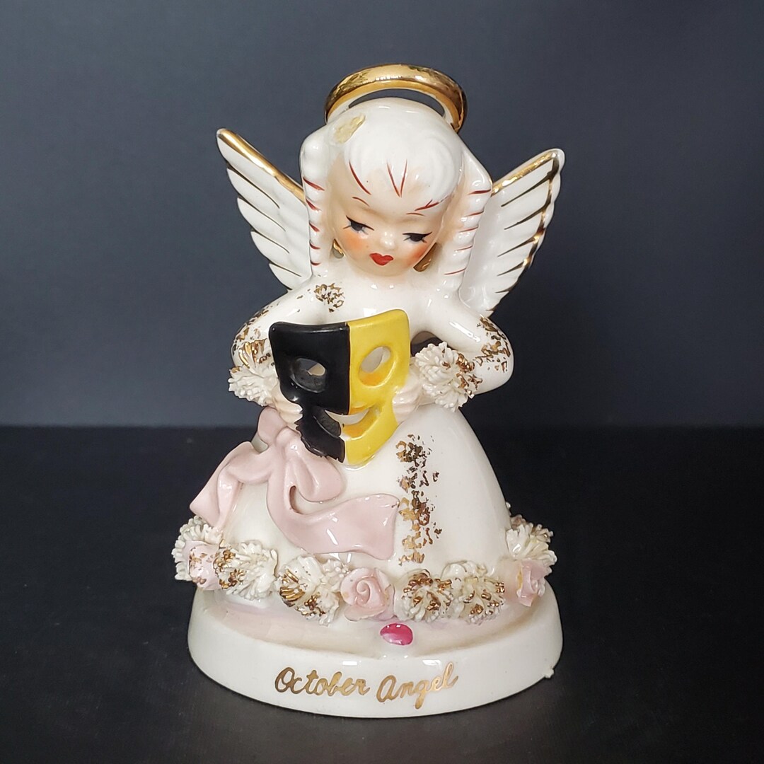 Vintage Napco Ceramic October Angel Figurine, A1370, Vintage Christmas ...