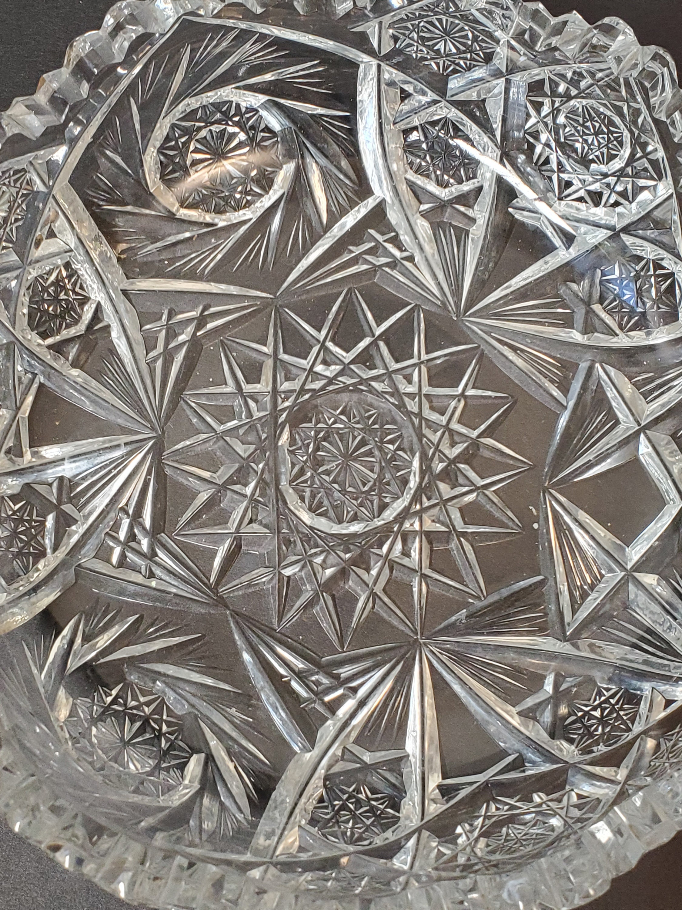 ABP Gut Glass Nappy Dish With Handle, American Brilliant Period Cut ...