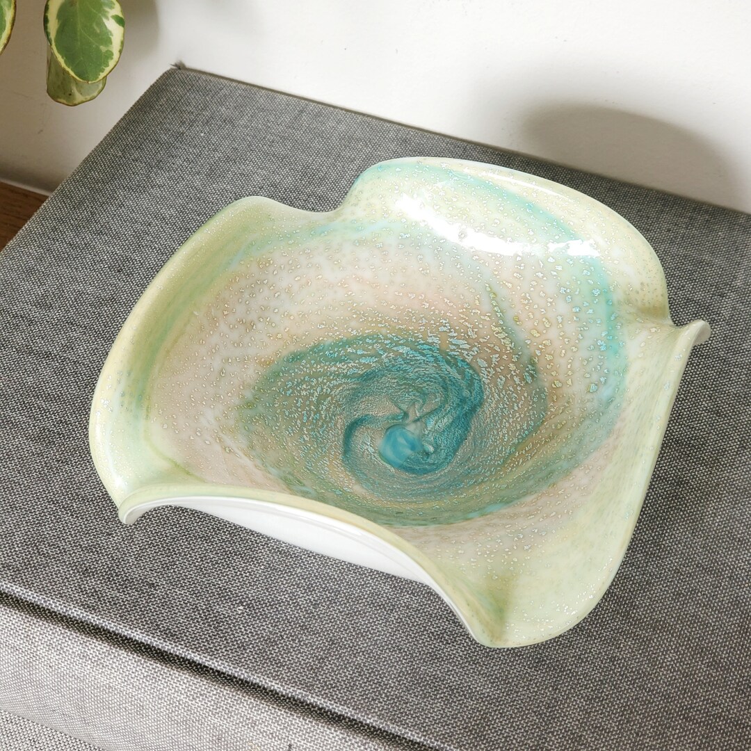 Murano Bowl, Silver Flake Trinket Dish, 5.25 Inch Art Glass Bowl ...