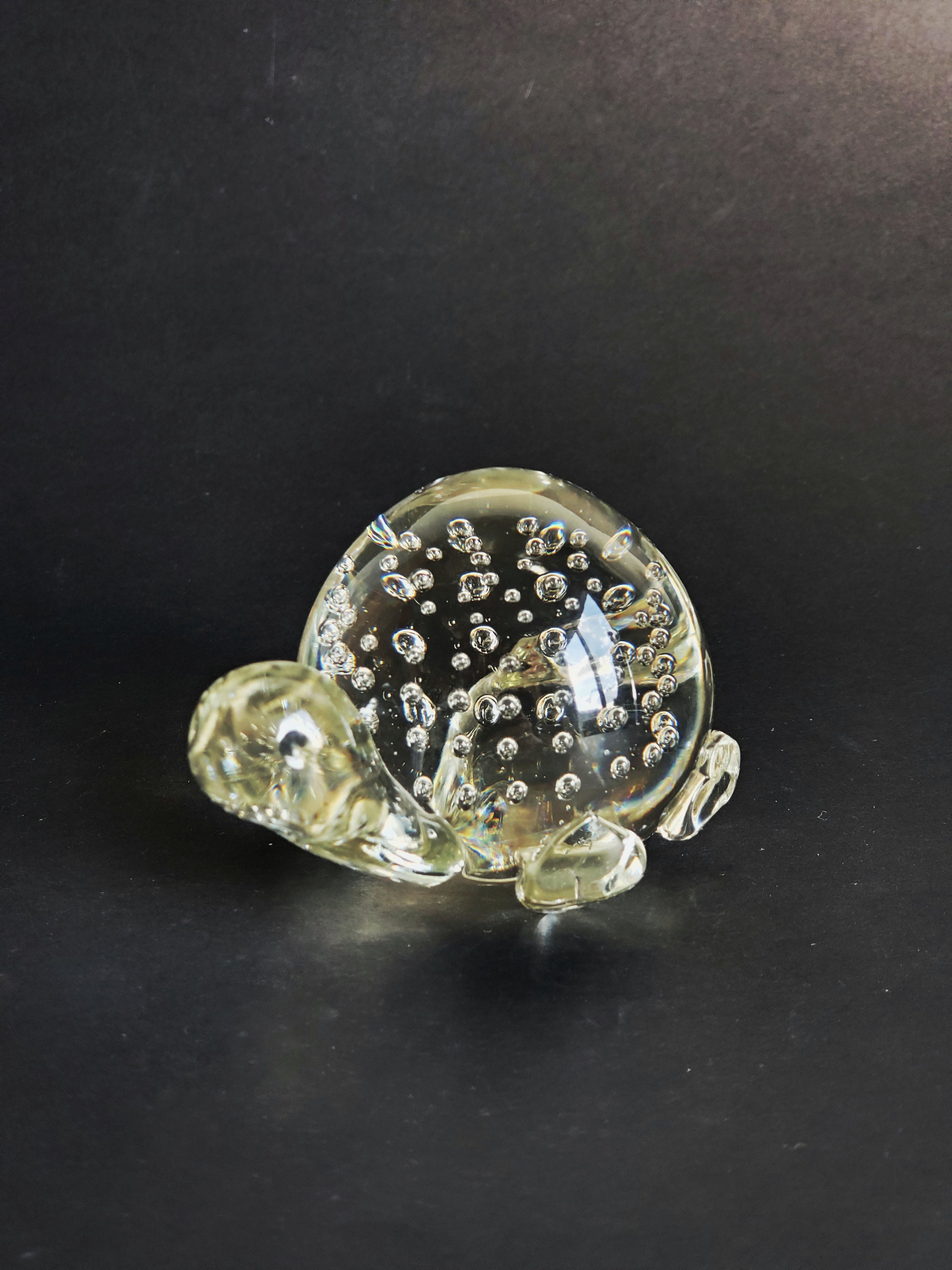 Clear Glass Turtle Paperweight With Bubbles, Vintage Art Glass Turtle ...
