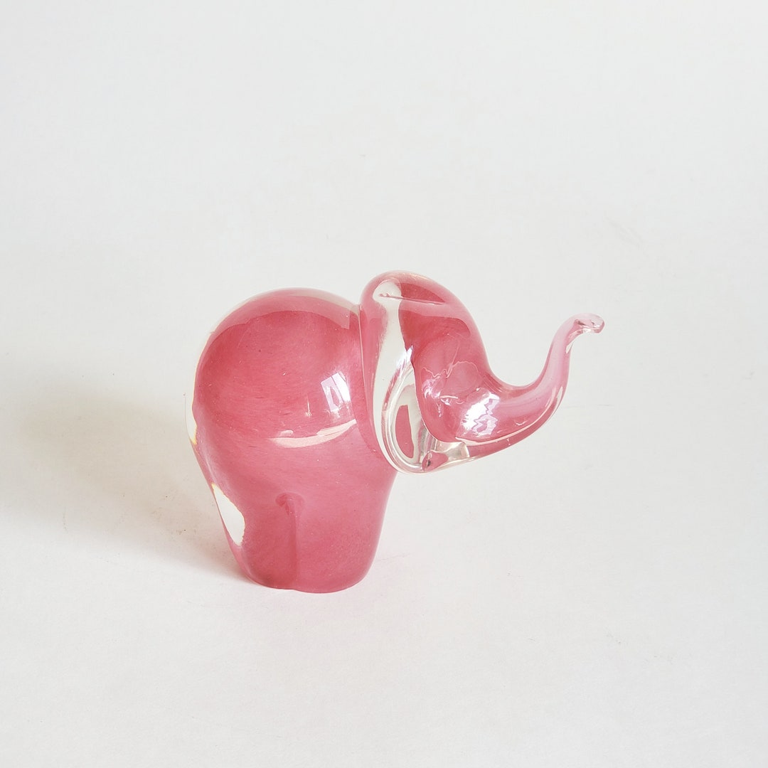 Pink Glass Elephant Paperweight, Caithness Zoo Animal Figurine ...