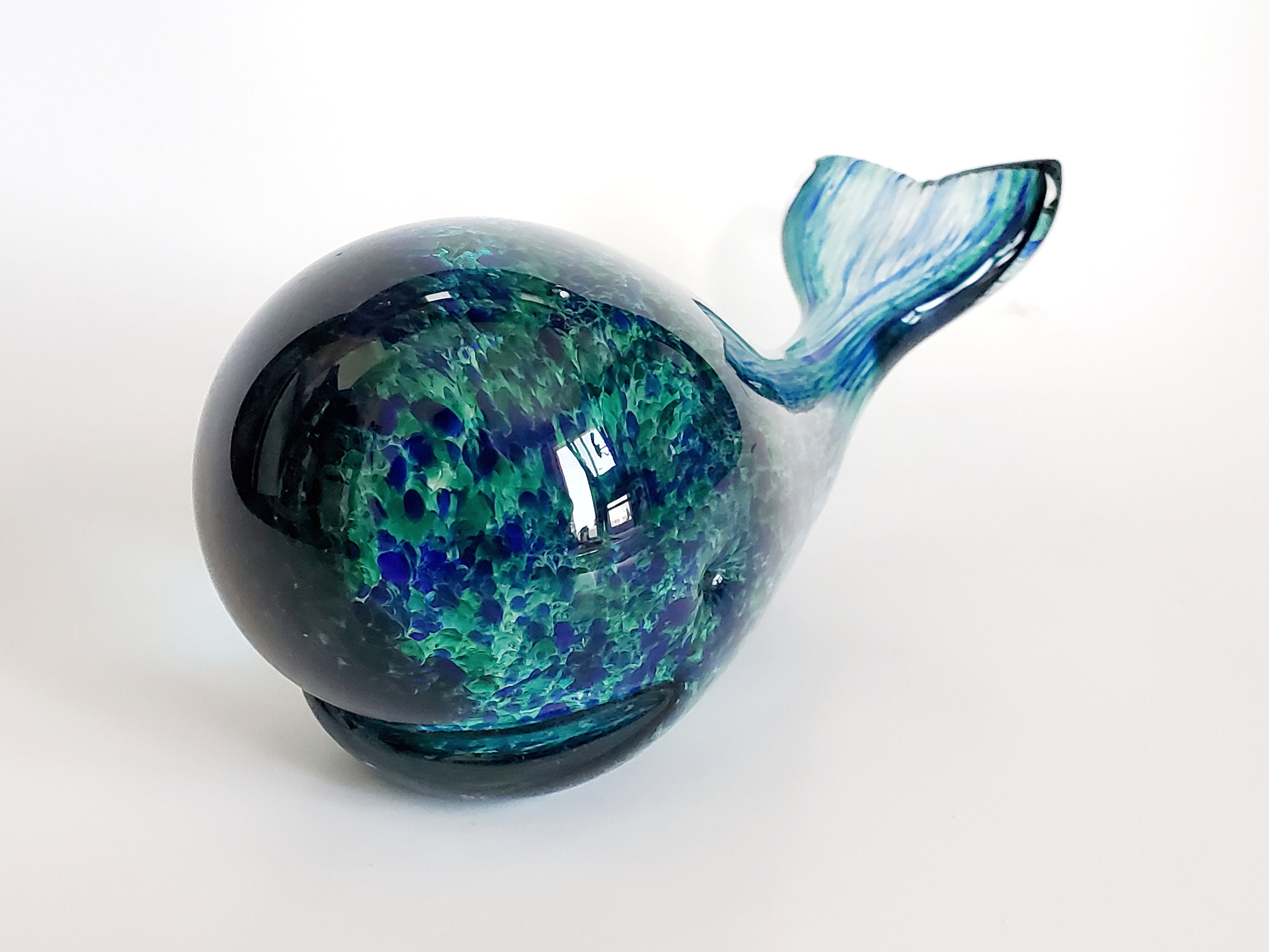 Wedgwood Glass Whale, Art Glass Paperweight, Made in England, Blue and ...