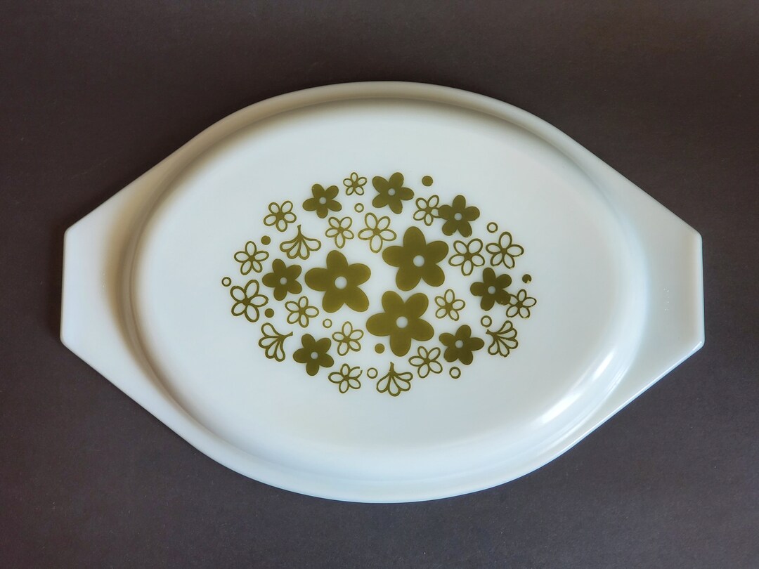 Pyrex Lid ONLY, Milk Glass Pyrex Crazy Daisy 1.5 Quart Casserole Oval ...