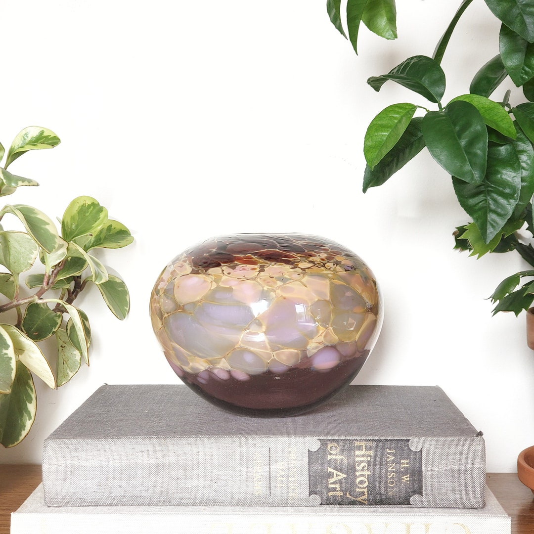 Rhythms Vase by Linda Westrom, Iridescent Hand Blown Glass Round Vase ...