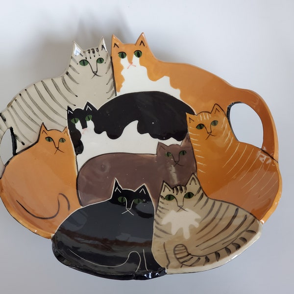 Pottery Cat Plate - Etsy