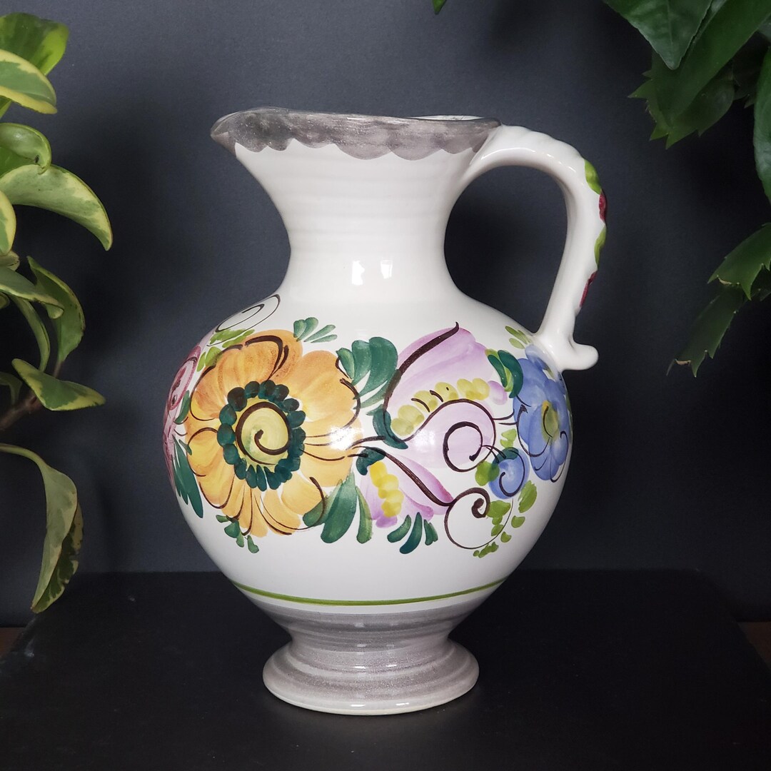 Gmundner Keramik Pitcher, Vintage Hand Painted Ceramic Pitcher, Made in ...
