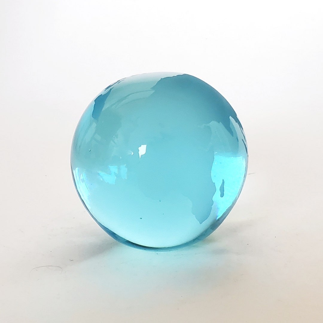 Light Blue Glass Globe Paperweight, Earth Globe - Etsy