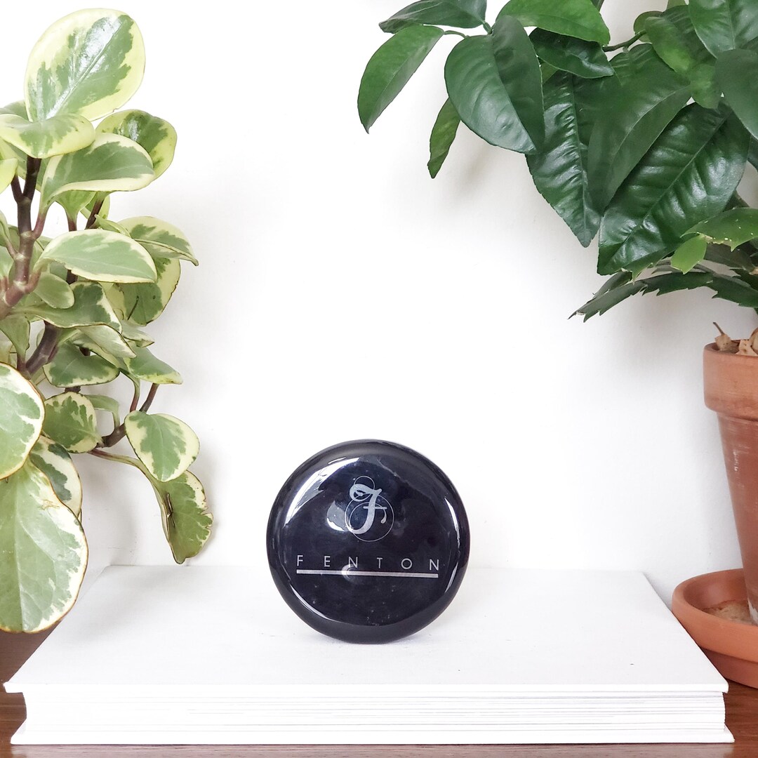 Fenton Black Glass Round Display Sign - Etsy