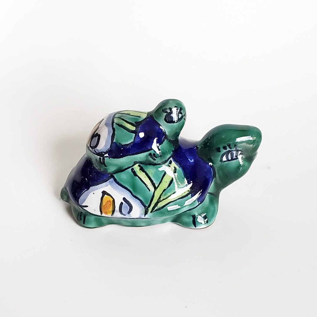 Mexican Pottery Talavera Turtle Mother and Baby Small Figurine - Etsy